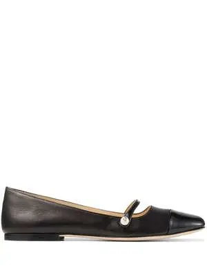 JIMMY CHOO Elisa Leather Ballerinas - Black
