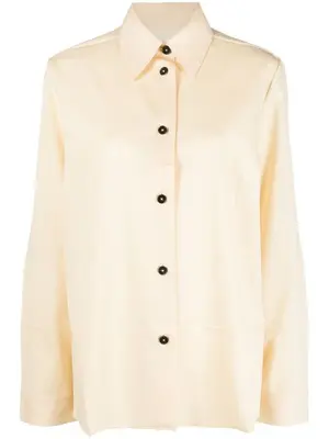 JIL SANDER Long-sleeve Wool Shirt - Neutrals