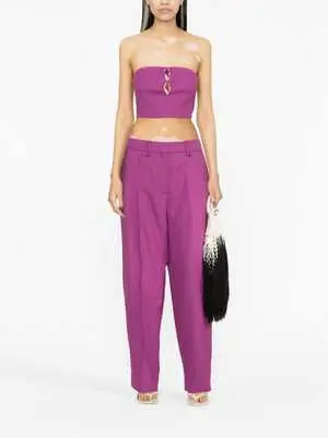 GANNI Pleated Straight-leg Trousers