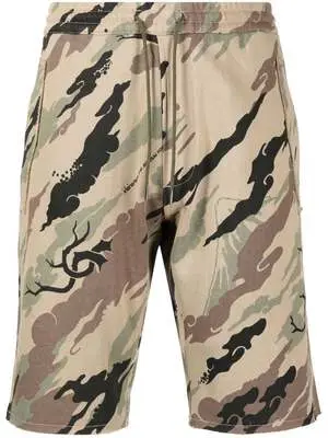 MAHARISHI Bonsai Forest-print Cotton Shorts - Brown
