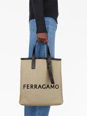 FERRAGAMO Embossed-logo Leather Tote Bag