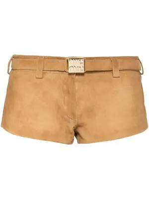 Miu Miu Belted Suede Shorts