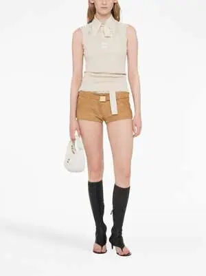 Miu Miu Belted Suede Shorts