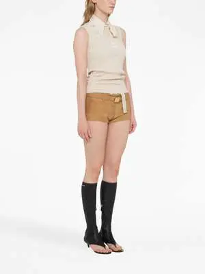 Miu Miu Belted Suede Shorts