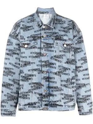 Vetements Logo-print Denim Jacket - Blue