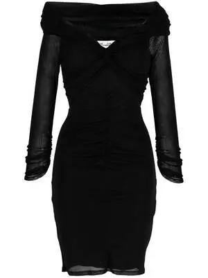 Diane Von Furstenberg Ruched Off-shoulder Dress - Black