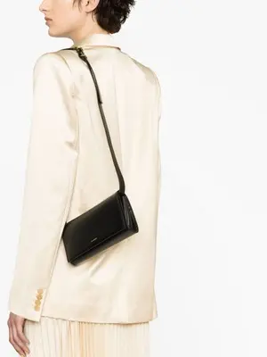 JIL SANDER Debossed Leather Shoulder Bag - Black