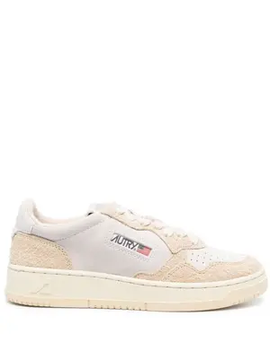 AUTRY Logo-patch Panelled Leather Sneakers - White