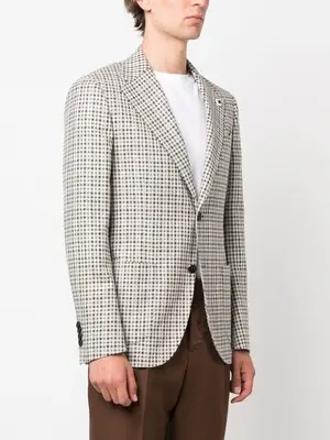LARDINI Single Breasted Wool-blend Blazer