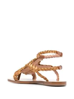 Alberta Ferretti Braided Leather Open-toe Sandals