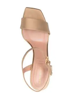 Alberta Ferretti Champagne Calf Leather Ankle-strap Sandals