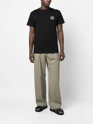 Loewe Anagram Embroidered Cotton T-shirt - Black