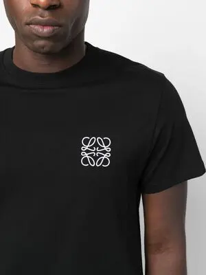 Loewe Anagram Embroidered Cotton T-shirt - Black