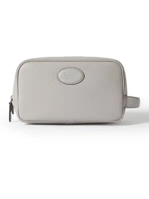 Mulberry Leather-trimmed Scotchgrain Wash Bag