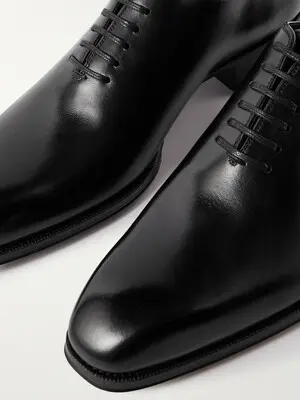 TOM FORD Elkan Whole-cut Glossed-leather Oxford Shoes - Black