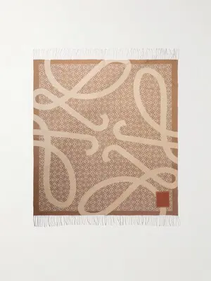 Loewe Logo-appliquéd Fringed Wool-jacquard Blanket