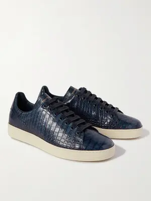 TOM FORD Warwick Croc-effect Leather Sneakers