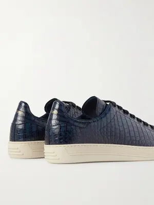 TOM FORD Warwick Croc-effect Leather Sneakers