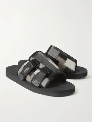 Suicoke Kaw-vs Webbing And Suede-trimmed Denim Sandals - Black