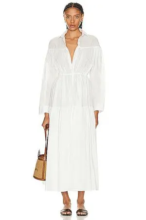 Matteau Embroidered Tiered Drawcord Dress