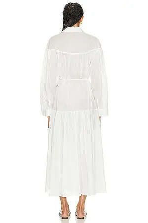 Matteau Embroidered Tiered Drawcord Dress