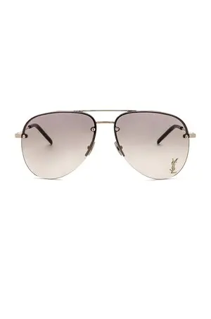 Saint Laurent Classic 11m Sunglasses - Shiny Silver & Gradient Grey