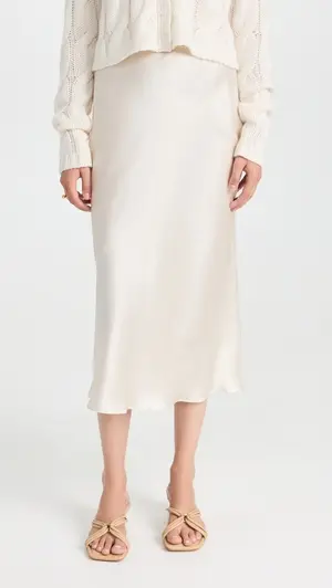 Sablyn Midi Silk Slip Skirt - Gardenia