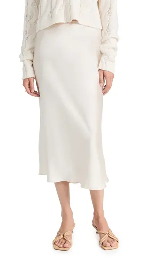Sablyn Midi Silk Slip Skirt - Gardenia
