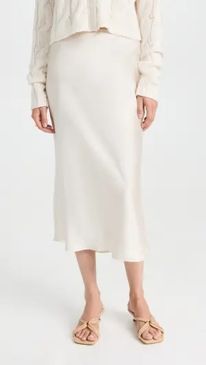 Sablyn Midi Silk Slip Skirt - Gardenia