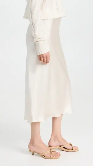 Sablyn Midi Silk Slip Skirt - Gardenia