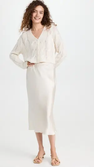 Sablyn Midi Silk Slip Skirt - Gardenia