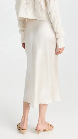 Sablyn Midi Silk Slip Skirt - Gardenia