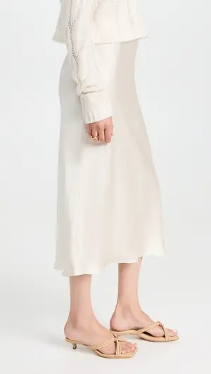 Sablyn Midi Silk Slip Skirt - Gardenia