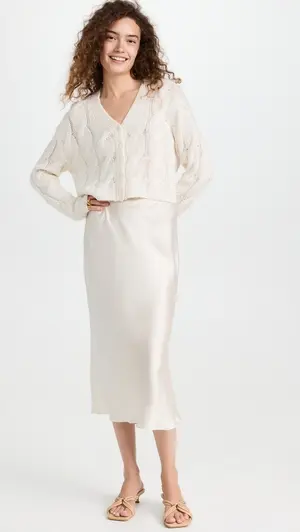 Sablyn Midi Silk Slip Skirt - Gardenia
