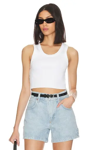 AGOLDE Cropped Poppy Tank - White