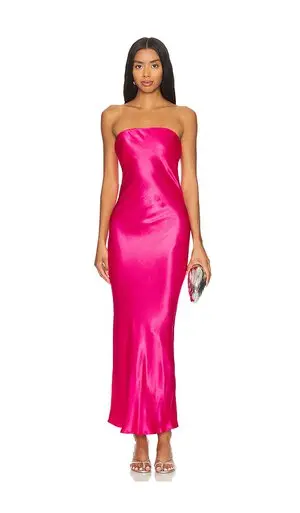 SNDYS. Angel Strapless Midi Dress - Hot Pink