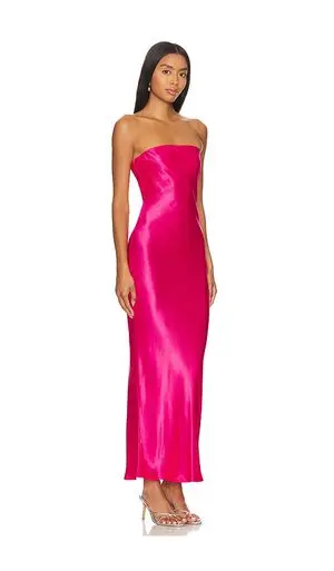 SNDYS. Angel Strapless Midi Dress - Hot Pink