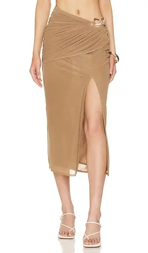 L'academie Florra Midi Skirt - Umber Brown