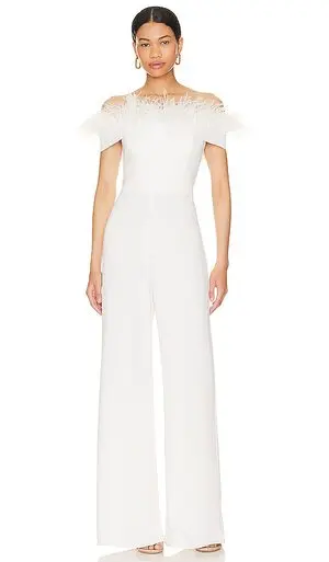 Amanda Uprichard Keeley Feather Trimmed Jumpsuit