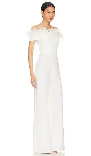 Amanda Uprichard Keeley Feather Trimmed Jumpsuit