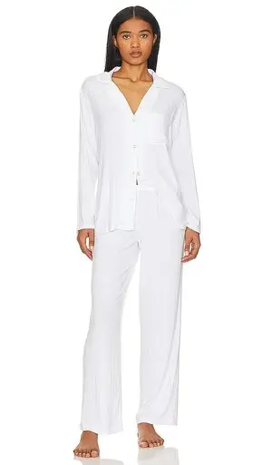 Eberjey Eberjey Gisele Rib Long Pj Set In White. White