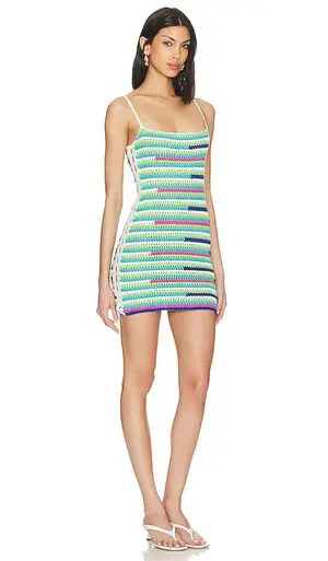 CAMILA COELHO Rhea Open Stitch Mini Dress In Green