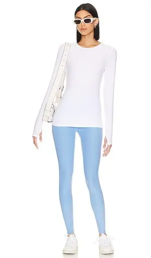 Beyond Yoga Classic Crew Pullover In White - Cloud White