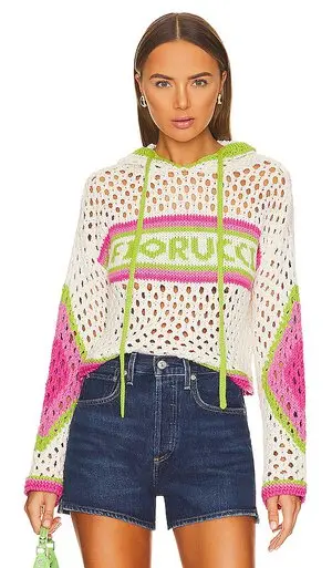 Fiorucci Crochet Hoodie In Cream