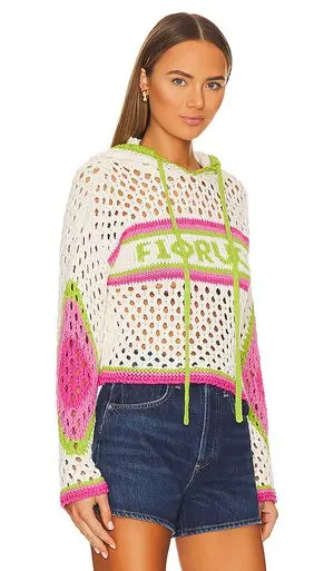 Fiorucci Crochet Hoodie In Cream