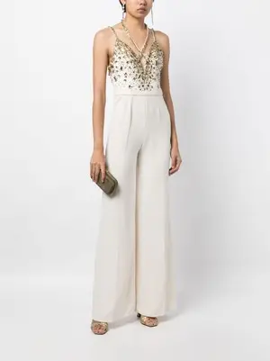Zuhair Murad Stone-embellished Flared Jumpsuit