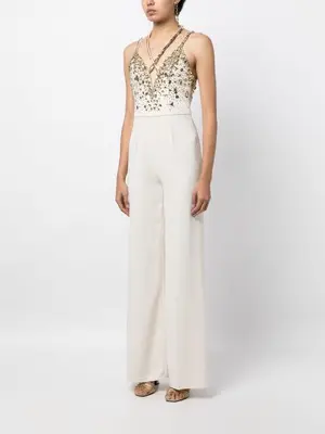 Zuhair Murad Stone-embellished Flared Jumpsuit