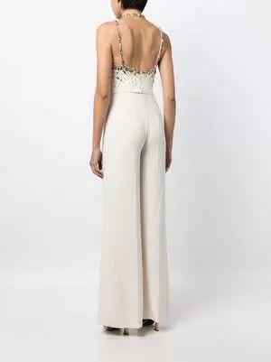 Zuhair Murad Stone-embellished Flared Jumpsuit