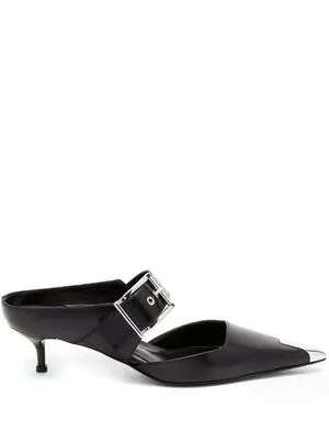 Alexander McQueen Punk Buckle 40mm Leather Mules - Black
