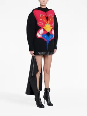 Alexander McQueen Orchid-intarsia Wool Jumper